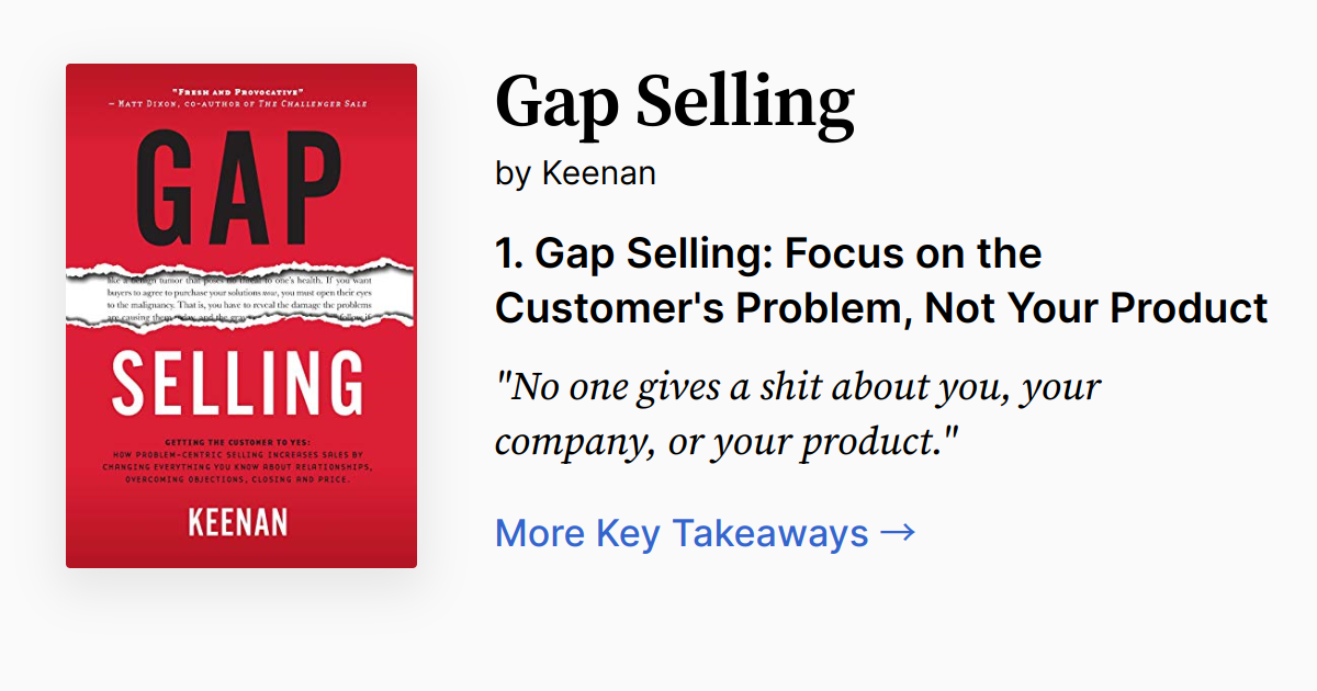 Gap Selling by Keenan Summary Quotes FAQ Audio
